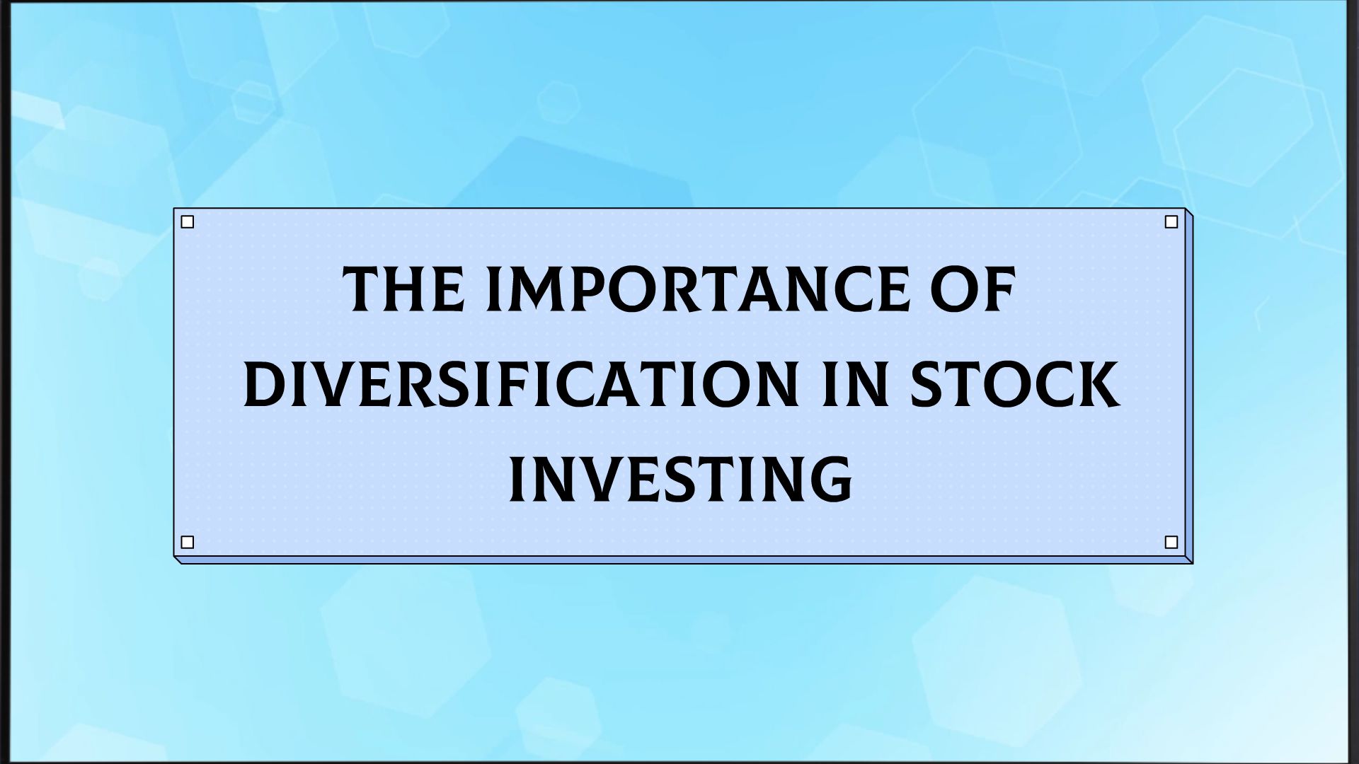 The importance of diversification in stock investing. - Animated Video ...
