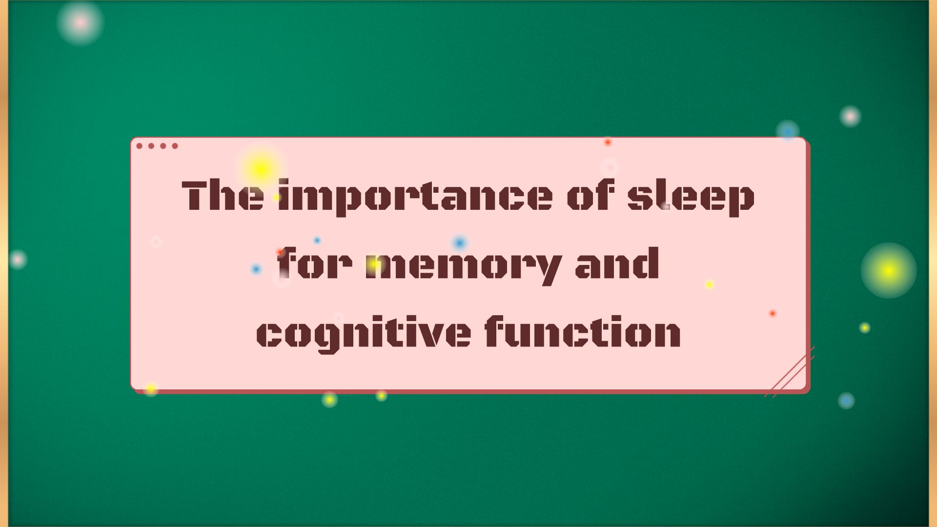The importance of sleep for memory and cognitive function. - Animated ...