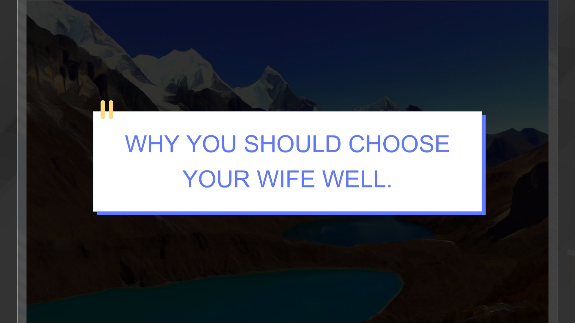 WHY YOU SHOULD CHOOSE YOUR WIFE WELL. - Animated Video By ojonimi ...